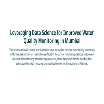 Leveraging Data Science for Improved Water Quality Monitoring in Mumbai ...