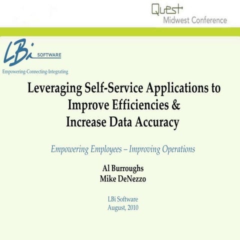 Leveraging Self-Service Applications to Improve Efficiencies | PPT