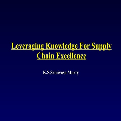 Leveraging knowledge for supply chain excellence | PPT