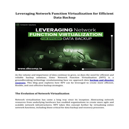 Leveraging Network Function Virtualization For Efficient Data Backuppdf