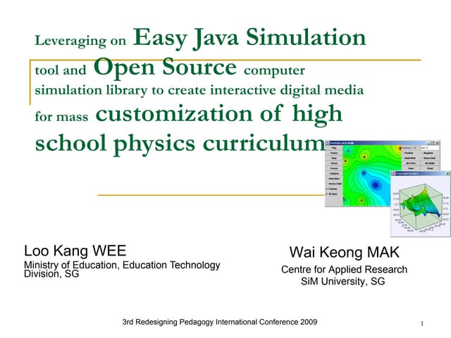 Leveraging On Easy Java Simulation Tool And Open Source Computer