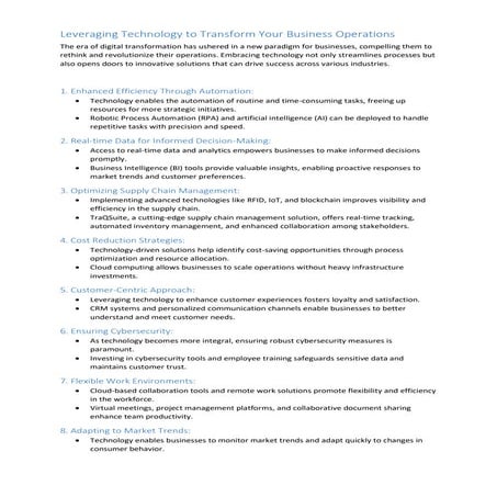 Leveraging Technology To Transform Your Business Operations Traqsuite