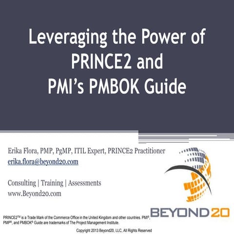 Leveraging the Power of PRINCE2 and the PMBOK | PPTX