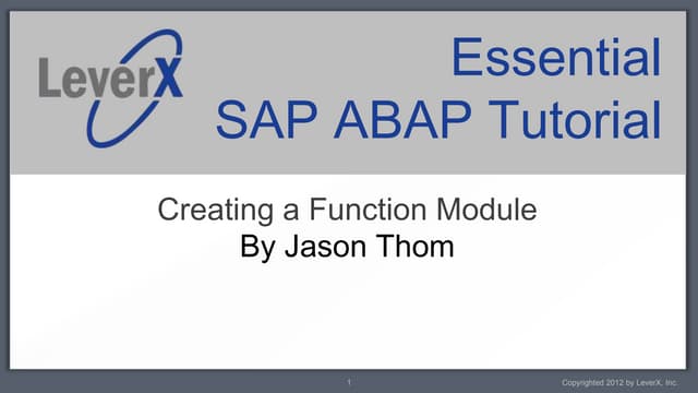 Leverx Sap Abap Tutorial Creating Function Modules Ppt