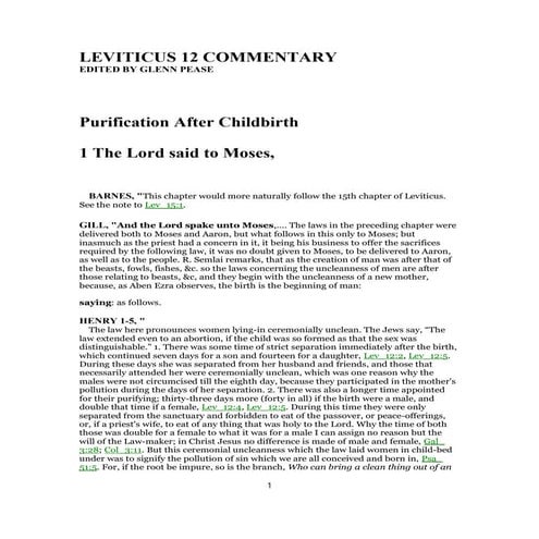 Leviticus 12 commentary | PDF