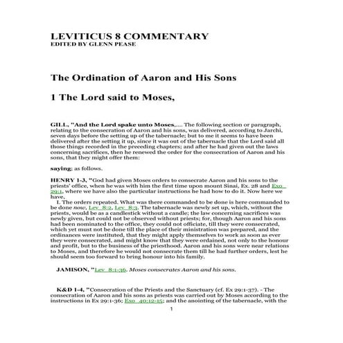 Leviticus 8 commentary | PDF