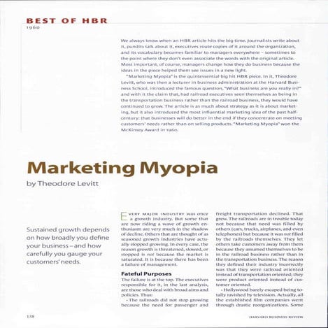 Levitt marketing myopia | PDF