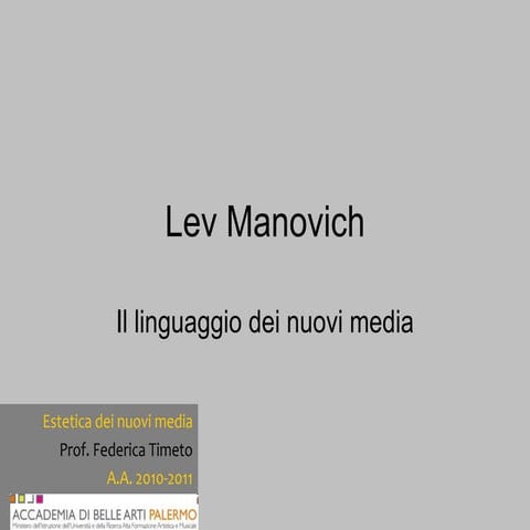 Lev manovich introduzione | PPT