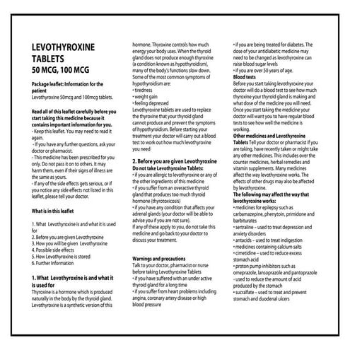 Levothyroxine 50mcg and 100mcg tablets pil, taj pharmaceuticals. | PDF