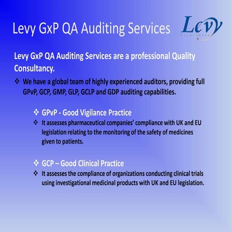 Levy gx p qa auditing services | PPTX