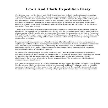 Lewis And Clark Essay. University of Connecticut | PDF