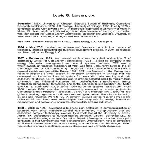 Lewis G Larsen - CV - June 2013 | PDF