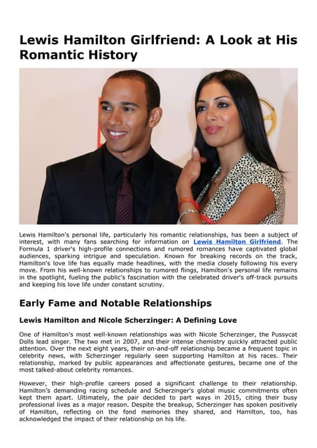 Lewis Hamilton Girlfriend: A Comprehensive Insight Into His Love Life | PDF