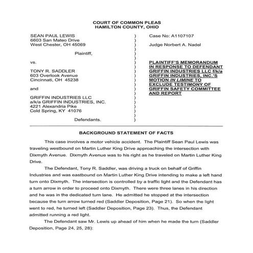 Discovery and Admissability of Safety Committee Trucking Investigations ...