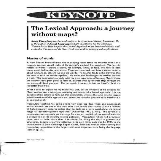 Lexical approach by scott thornbury | PDF