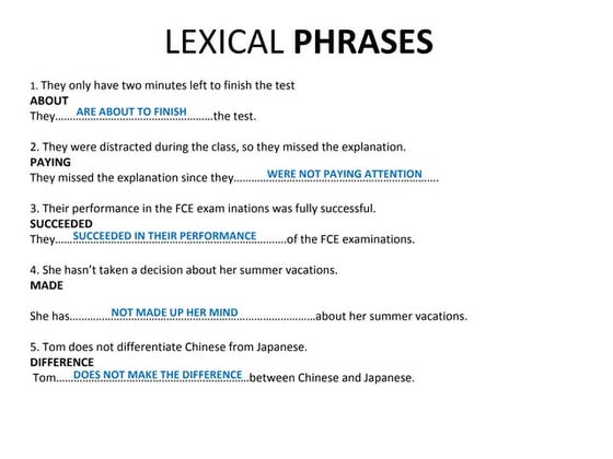 Fce, use of English. LEXICAL PHRASES IV | PPT