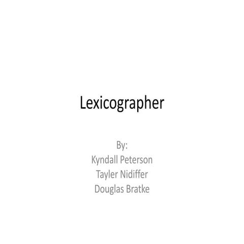 Lexicographer | PPT