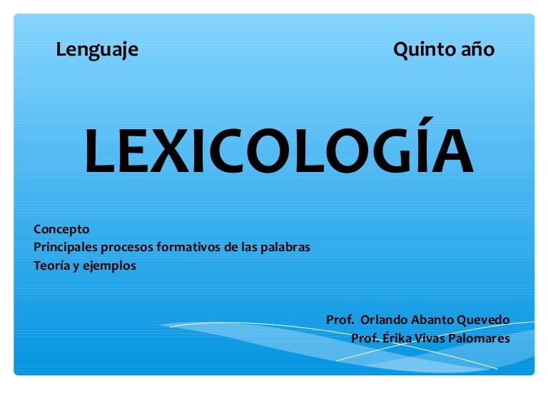 Lexicología, lenguaje, quinto año