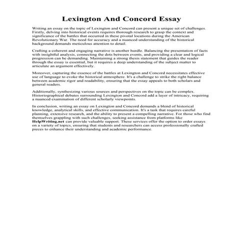 Lexington And Concord Essay | PDF