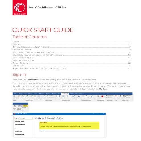 Lexis for Microsoft Office Getting Started Guide | PDF