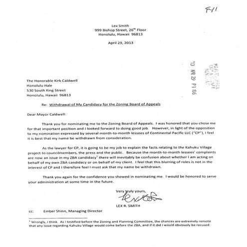 Lex Smith letter | PDF