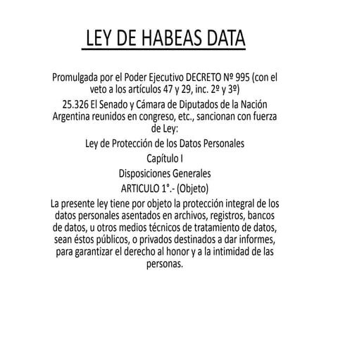 Ley de habeas data | PPTX