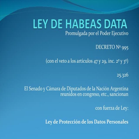 Ley de habeas data | PPT