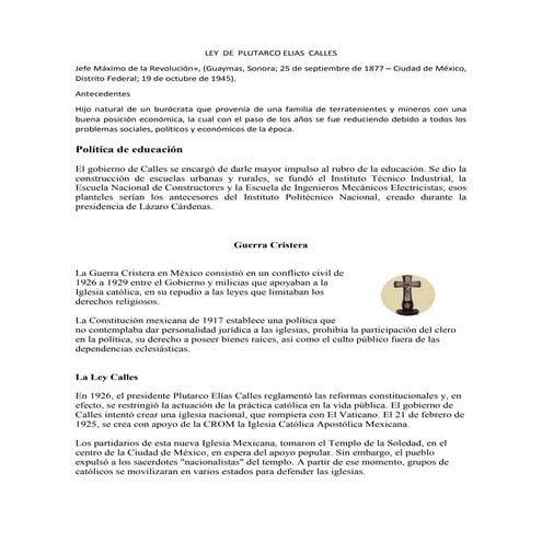 Ley de plutarco elias calles | DOCX