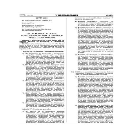 Ley n° 30011 ley que modifica el sinefa | PDF