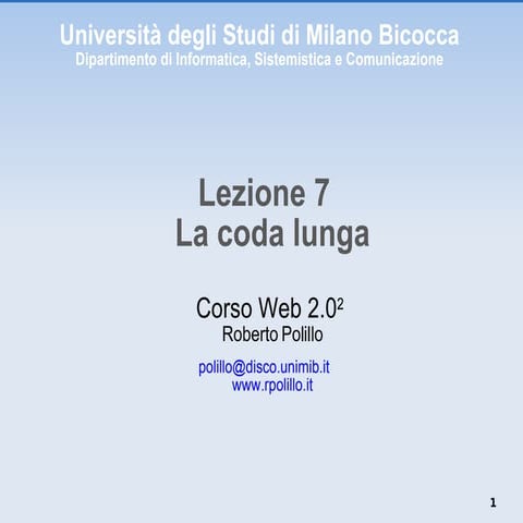 Corso Web 2.0: La coda lunga | PPT