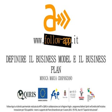 Monica Maria Crapanzano - Definire business model e business plan | PDF