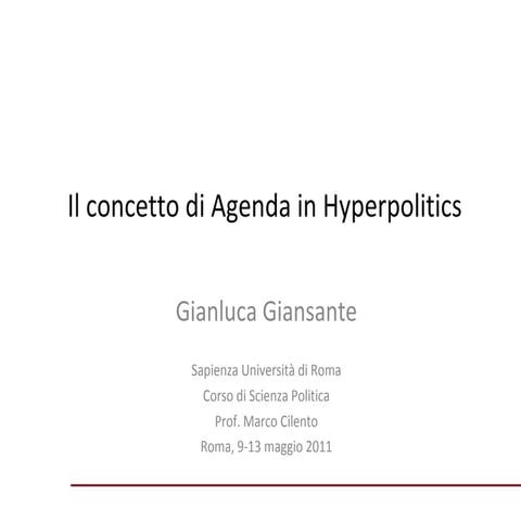 Il concetto di Agenda in Hyperpolitics | PPT
