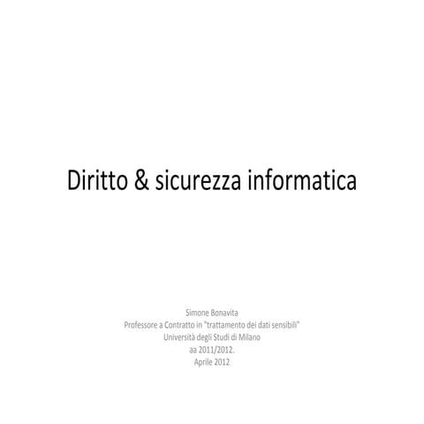 Diritto & sicurezza informatica | PPT