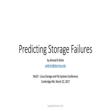 Predicting Storage Failures with Machine Learning | PPT