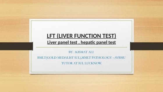 A Mini Guide To The Liver Function Tests | PPT