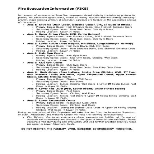 Fike fitness center_evacuation_procedures | PDF