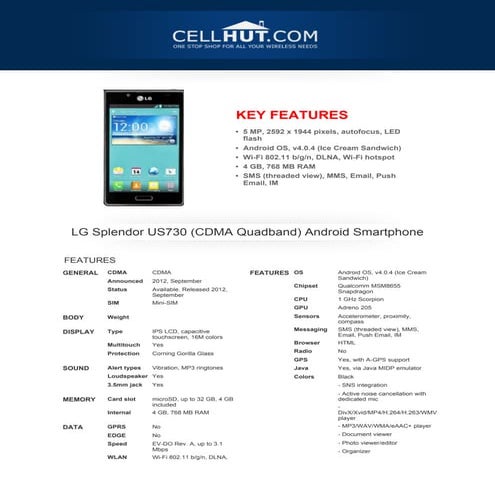 Lg splendor-us730-cdma-quadband-android-smartphone brochure-33486 | PDF