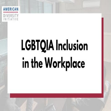 LGBTQIA Inclusion in the Workplace - American Diversity Initiative | PDF