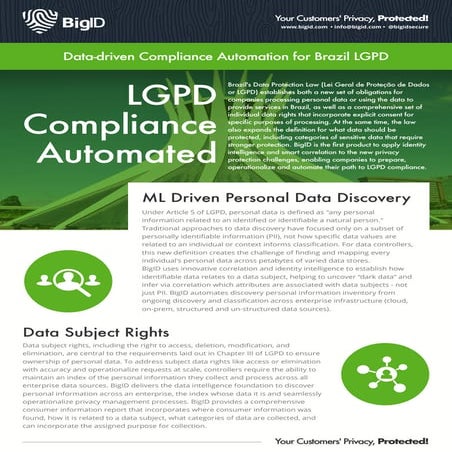 BigID GDPR RoPA / Article 30 Automation Data Sheet | PDF
