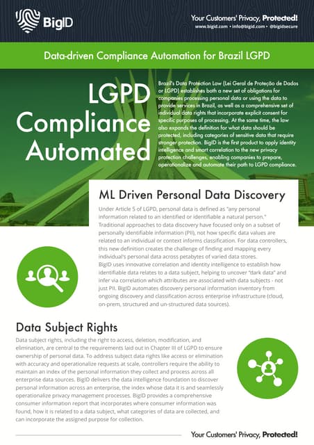 BigID Enterprise Privacy Management Data Sheet | PDF | Databases | Computer Software and ...