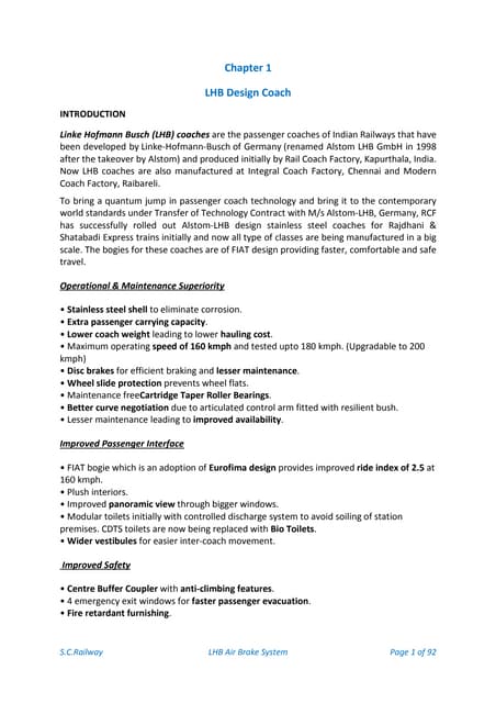 Study on Coach interior fittings of ICF and LHB coaches | PPTX