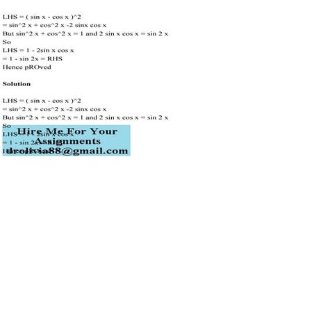LHS = ( sin x - cos x )^2= sin^2 x + cos^2 x -2 sinx cos xBut si.pdf | Physics | Science