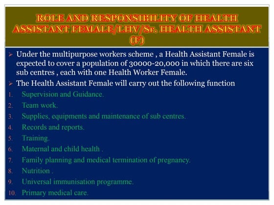Job responsibilities of health workers ( male & female) | PDF