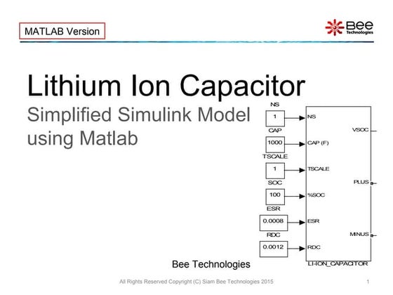 Lead acid battery (simplified) MATLAB MODEL | PPT