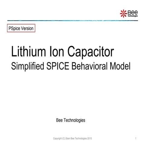 Li-ion Capacitor Model (Simplified Model) PSpice Version | PPT