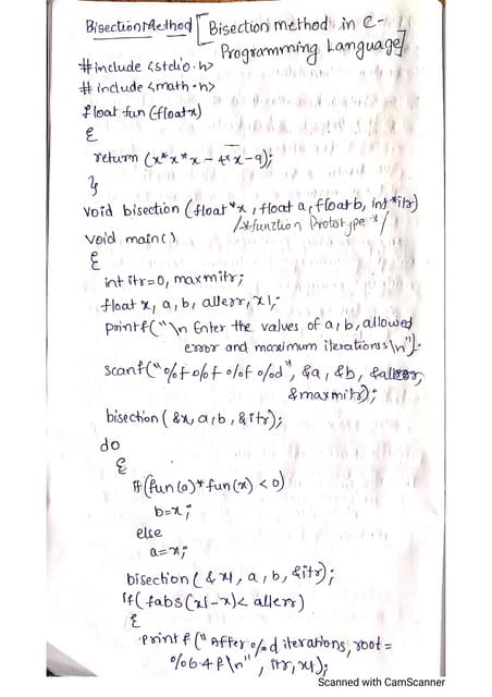 Bisection Method C Programming Language Pdf