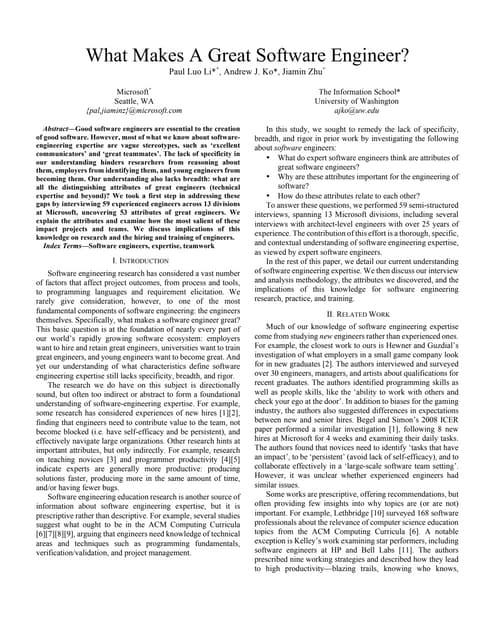 Traits of a Software Engineer | PDF