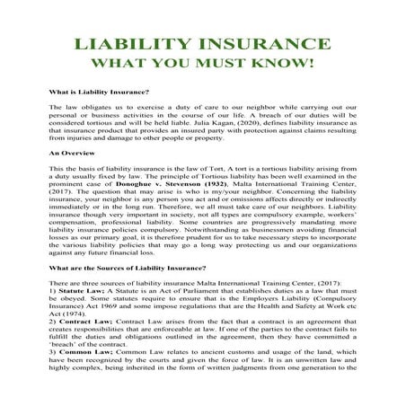 LIABILITY INSURANCE: WHAT YOU MUST KNOW! | PDF | Home Insurance | Insurance