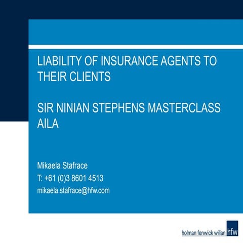 Liability of insurance agents to their clients | PPTX