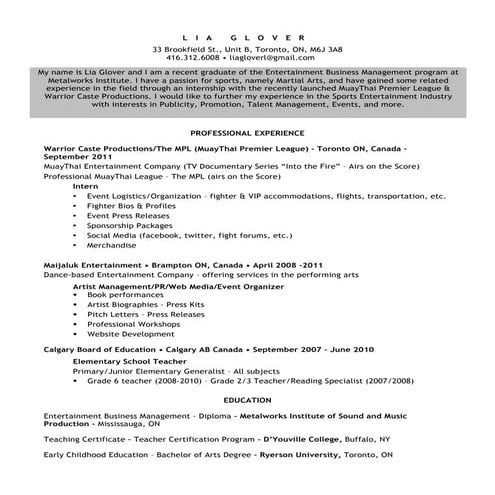 Lia Glover - Resume | PDF